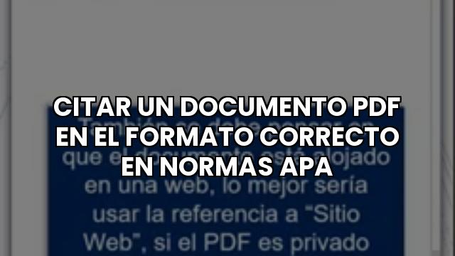 Citar Un Documento Pdf En El Formato Correcto En Normas Apa